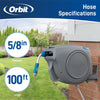 Orbit Auto-Retractable Garden Hose Reel | 100ft Heavy-Duty 5/8 ...