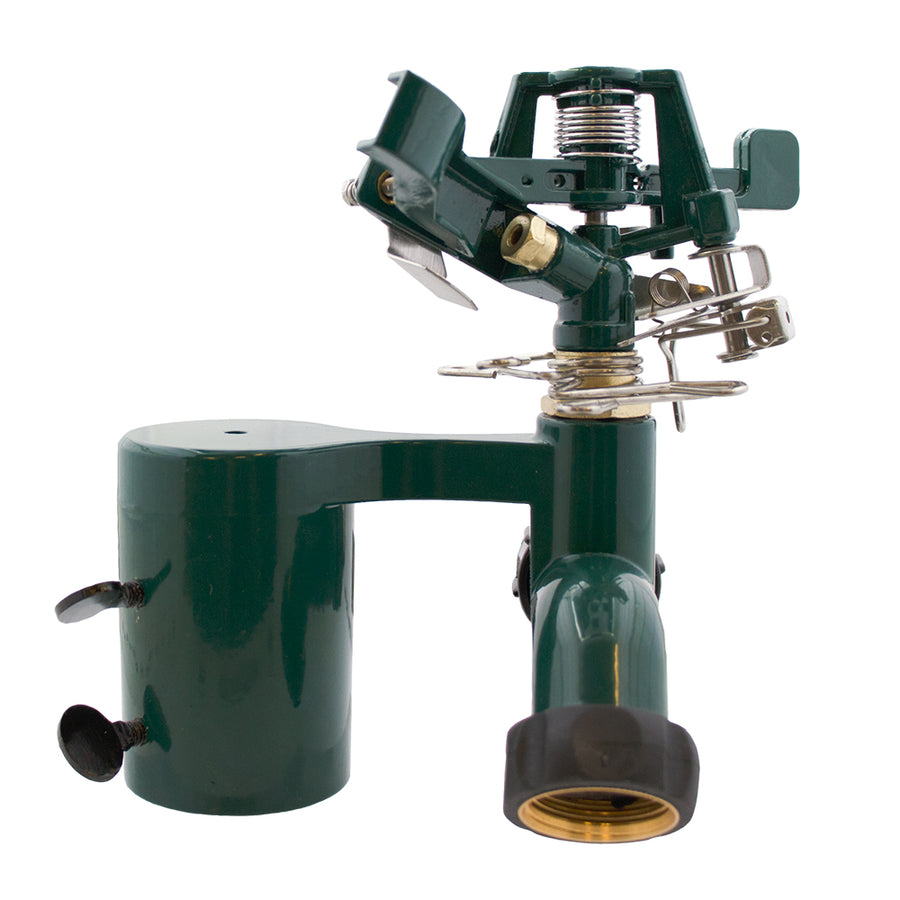 Zinc Impact Sprinkler on Fence T-Post Base with Flow Through – OrbitOnline