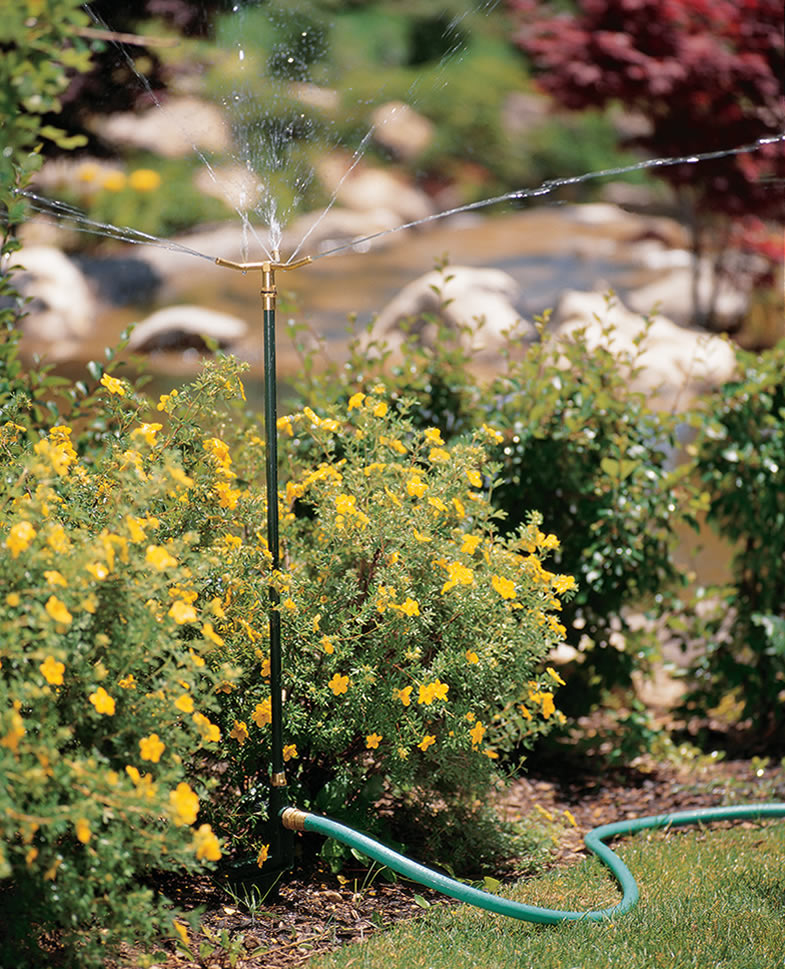 Telescoping High Rise Brass 3-Arm Sprinkler with Step Spike – OrbitOnline